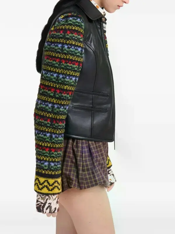 Marni Leather Zip-through Vest - Black