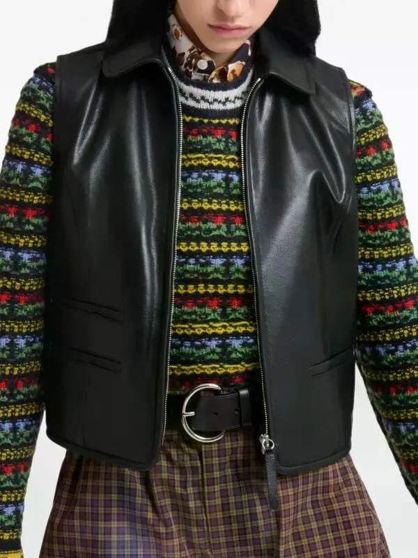 Marni Leather Zip-through Vest - Black