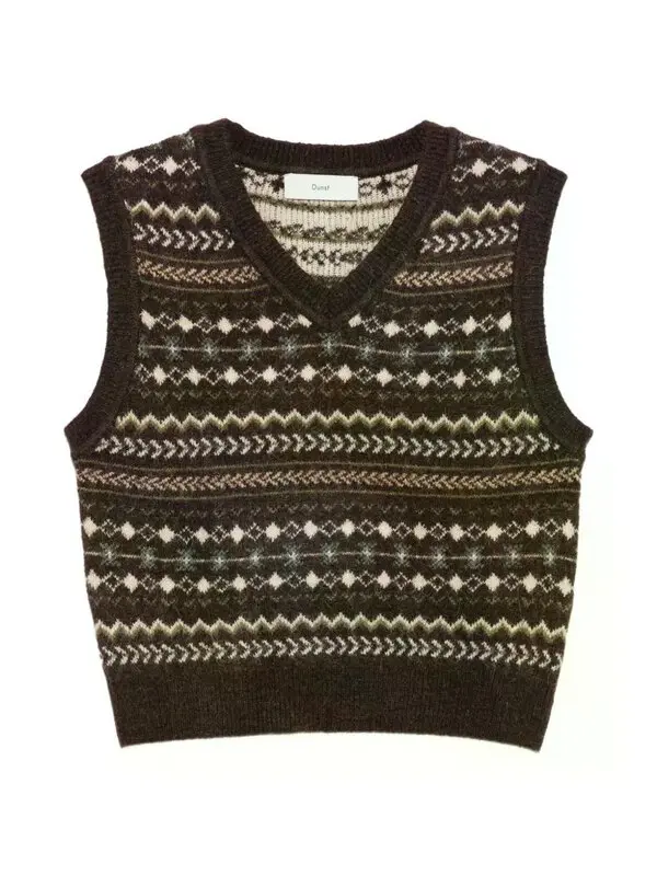 DUNST Fair Isle-knit V-neck Sweater Vest