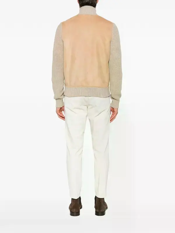 GRAN SASSO Suede-panel Ribbed-knit Jacket