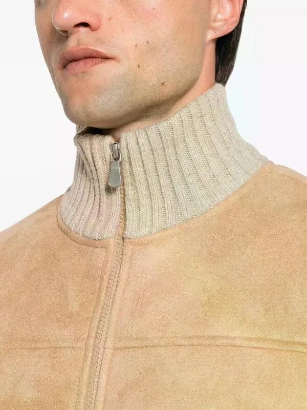 GRAN SASSO Suede-panel Ribbed-knit Jacket