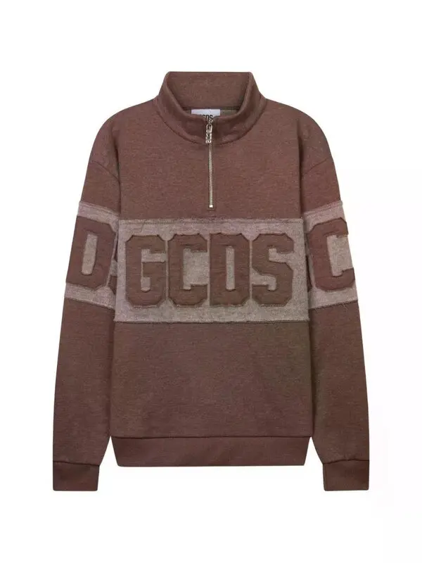 Gcds Logo-appliqué Half-zip Sweatshirt