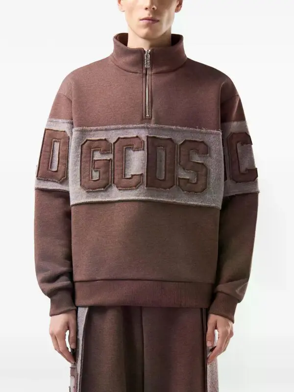 Gcds Logo-appliqué Half-zip Sweatshirt