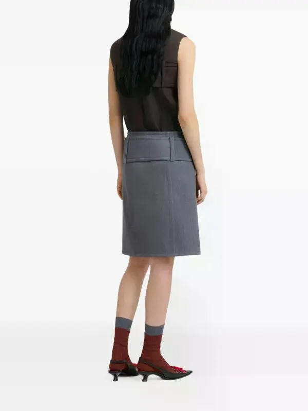 Marni Gray Wool Wrap Skirt With Wide Belt