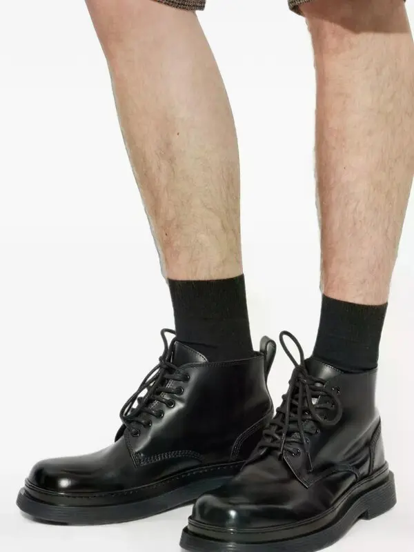 AMI Paris Lace-up Leather Combat Boots