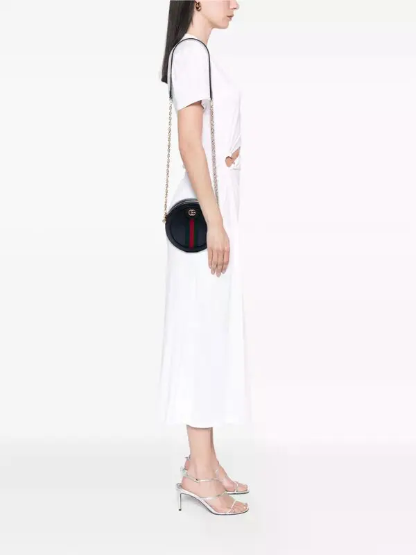 Gucci 2016-2026 Mini Calfskin Web Ophidia Round Crossbody Bag - Black