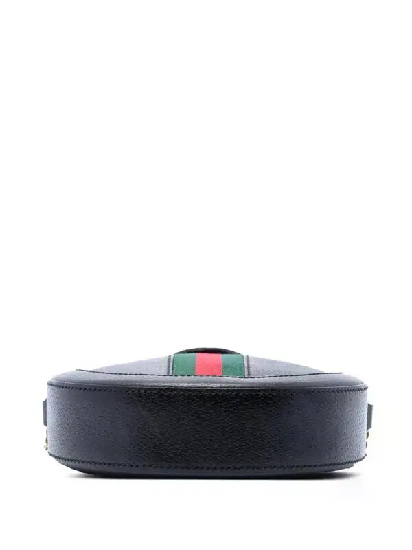 Gucci 2016-2026 Mini Calfskin Web Ophidia Round Crossbody Bag - Black