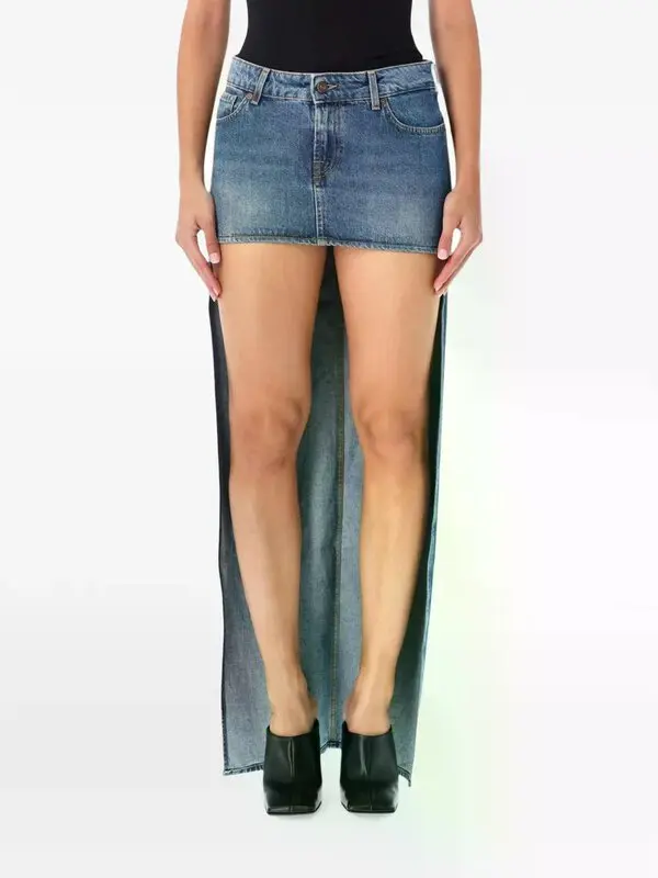 7 For All Mankind High-low Denim Skirt - Blue