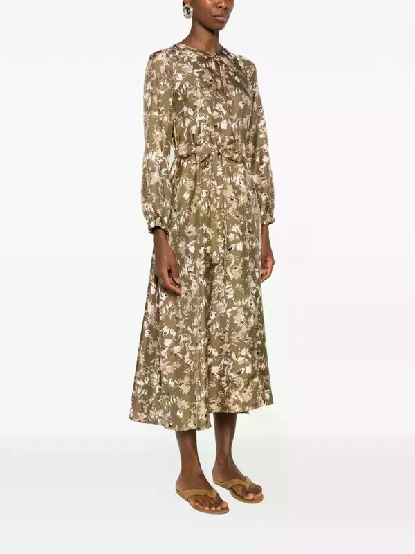 Max Mara Floral-print Belted Midi Dress