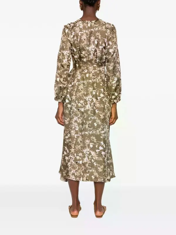 Max Mara Floral-print Belted Midi Dress