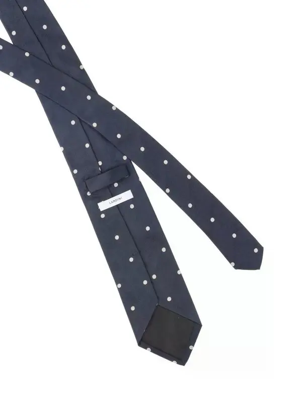 LARDINI Polka-dot Herringbone Tie - Blue