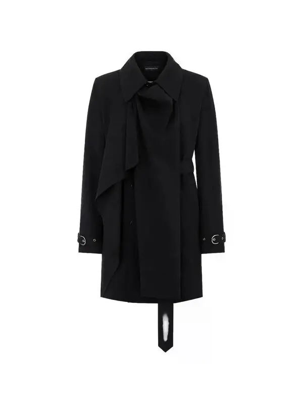 ANN DEMEULEMEESTER Reppa Draped Cotton Trench Coat - Black