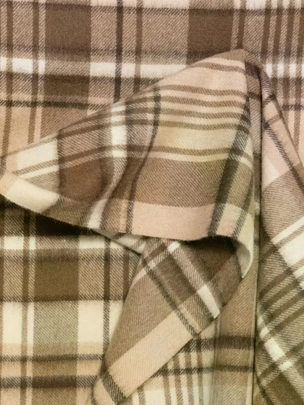 LES DEUX Check-pattern Fringed Scarf