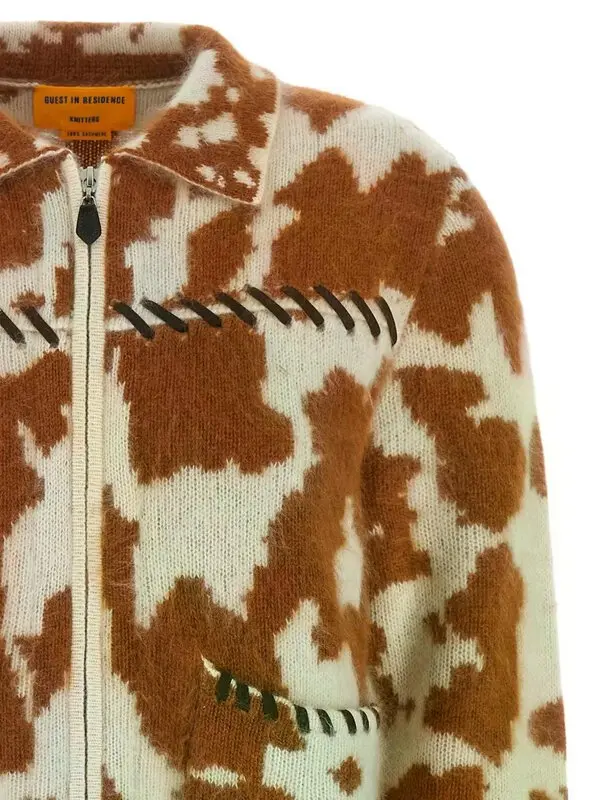 Guest In Residence Grizzly Cow-pattern Cashmere Jacket
