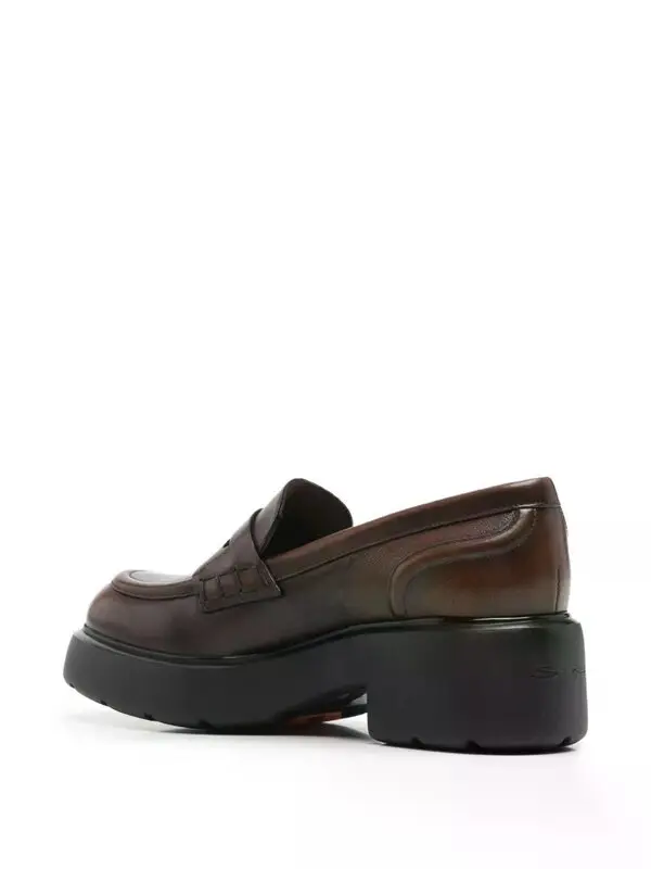 Santoni Chunky-sole Leather Loafers