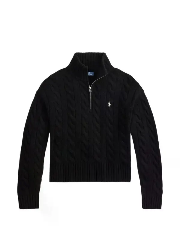 Polo Ralph Lauren Cable Wool-cashmere Half-zip Jumper - Black
