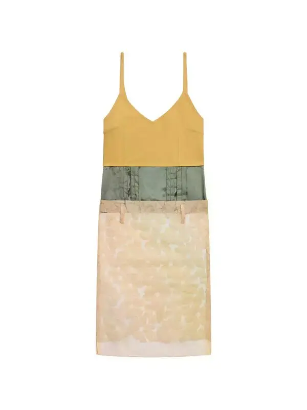 Marni Yellow Organza Flower Dress With Satin Waist - Neutrals