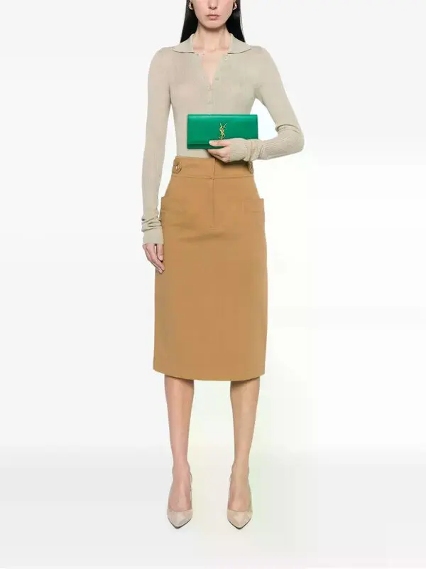 Saint Laurent 2013 Smooth Leather Cassandre Clutch Bag - Green
