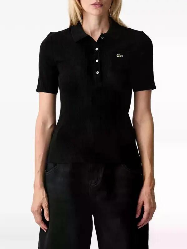 Lacoste Logo-patch Ribbed-knit Polo Shirt