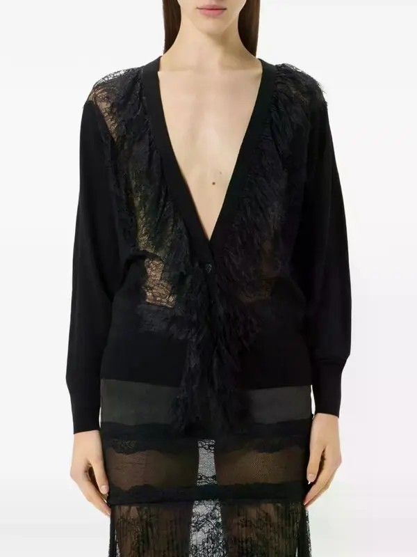 Blumarine Lace-trim Ruffled Cardigan