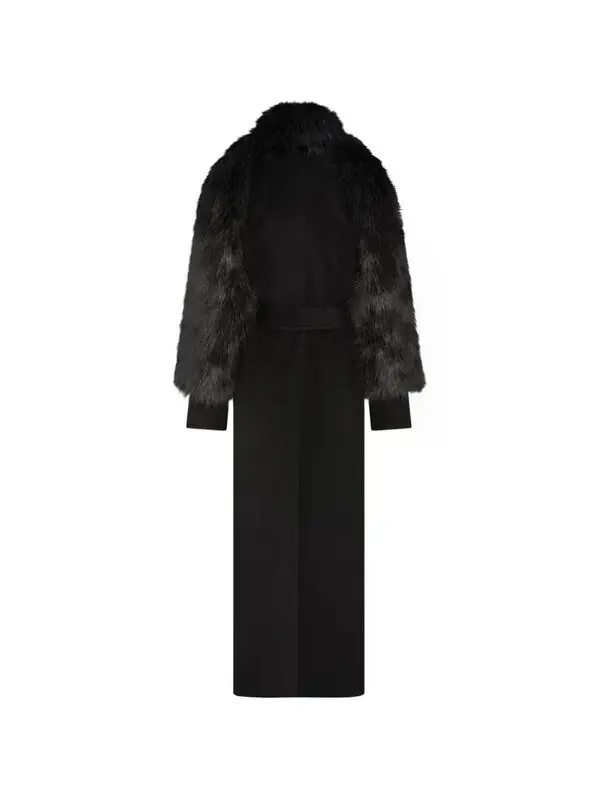 SRVC STUDIO Raven Faux-fur Trim Coat