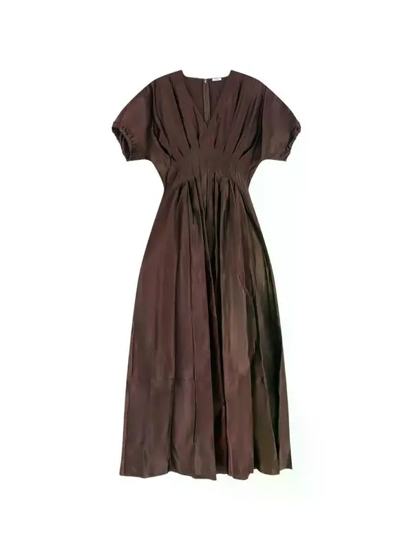 JOSEPH Nova Pleated V-neck Maxi Dress