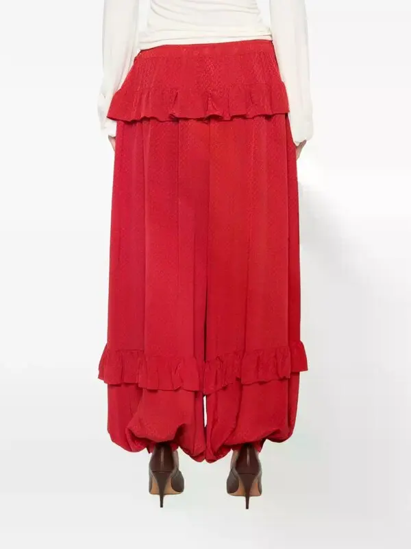 Chloé Ruffled Silk-jacquard Trousers - Red