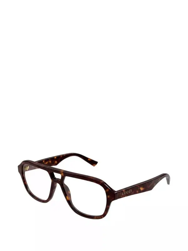 Gucci Tortoiseshell-effect Pilot-frame Glasses