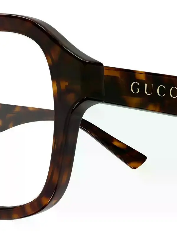 Gucci Tortoiseshell-effect Pilot-frame Glasses