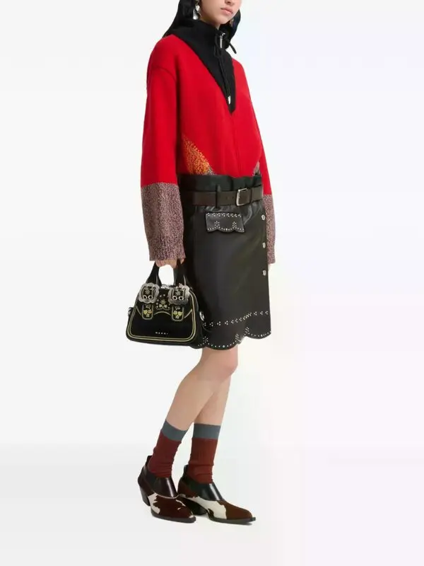 Marni Leather Skirt With Micro-studs