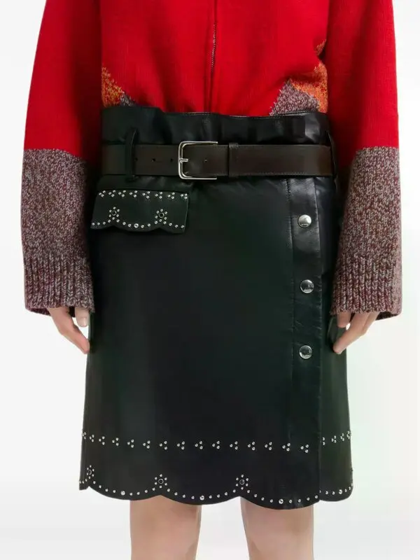 Marni Leather Skirt With Micro-studs