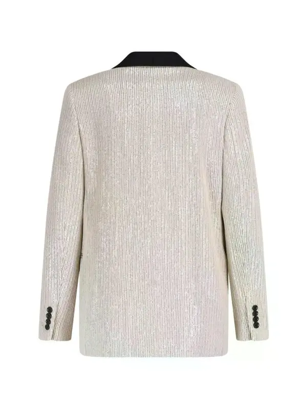 LARDINI Sequin-embellished Shawl-lapel Jacket - Neutrals
