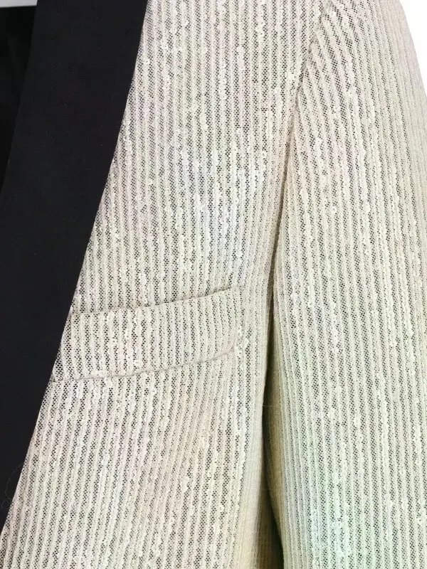 LARDINI Sequin-embellished Shawl-lapel Jacket - Neutrals