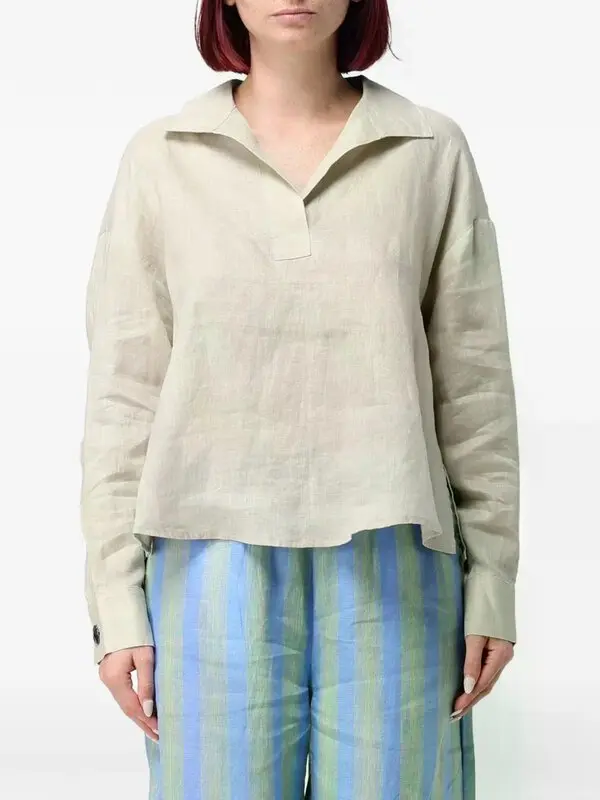 Emporio Armani Linen Long-sleeve Blouse - Neutrals