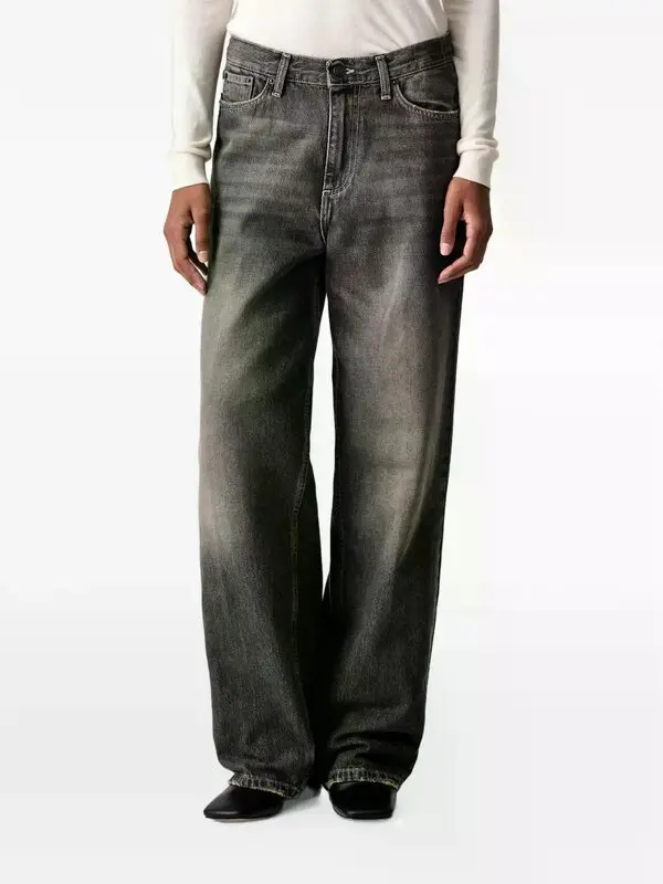 VICOLO Faded Wide-leg Jeans - Black
