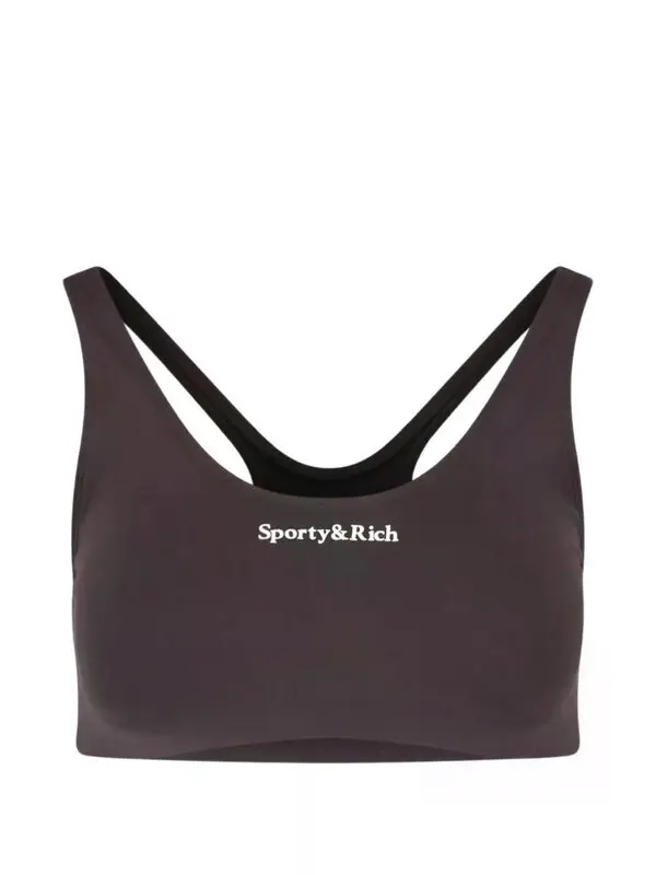 Sporty & Rich Logo-print Racerback Sports Bra - Brown
