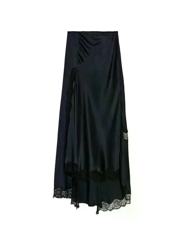 Isabel Marant Étoile Alexandra Silk Satin Skirt With Lace Detail - Blue