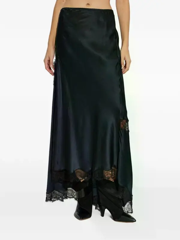 Isabel Marant Étoile Alexandra Silk Satin Skirt With Lace Detail - Blue