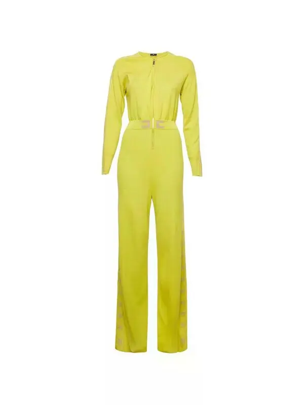 Elisabetta Franchi Rib-knit Logo-stripe Jumpsuit - Yellow