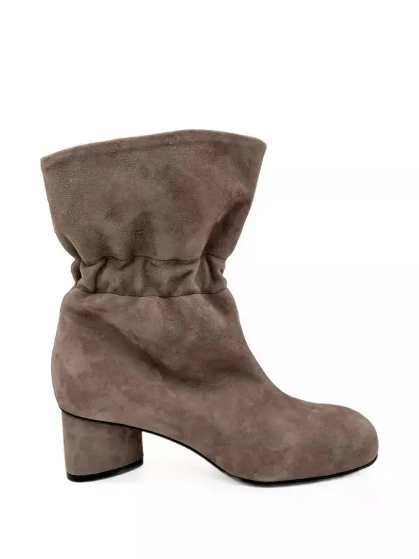 VIC MATIE Ruched Calf Suede Ankle Boots