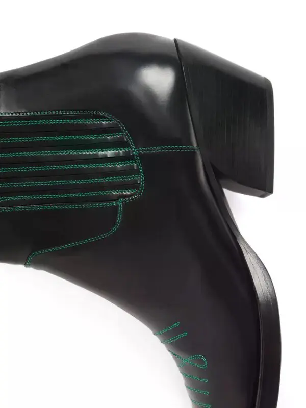 Marni Leather Cowboy Boots With Contrast Stitching