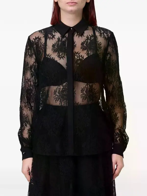HANITA Lace-patterned Shirt - Black