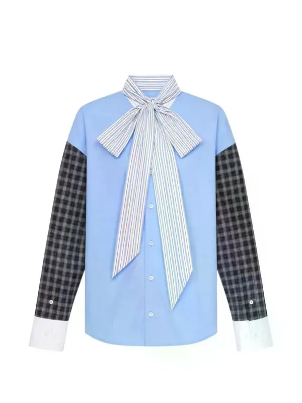 MSGM Pussy-bow Panelled Shirt