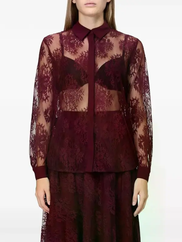 HANITA Lace-overlay Shirt - Red