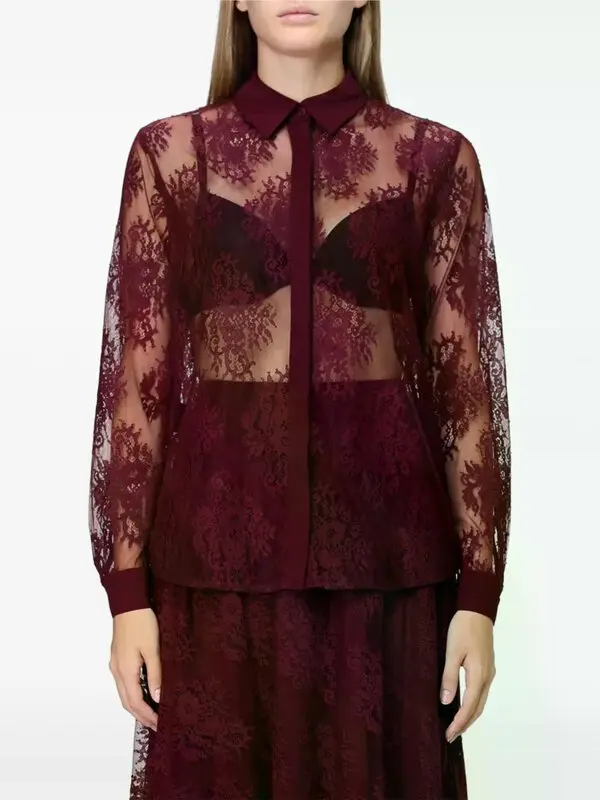 HANITA Lace-overlay Shirt - Red