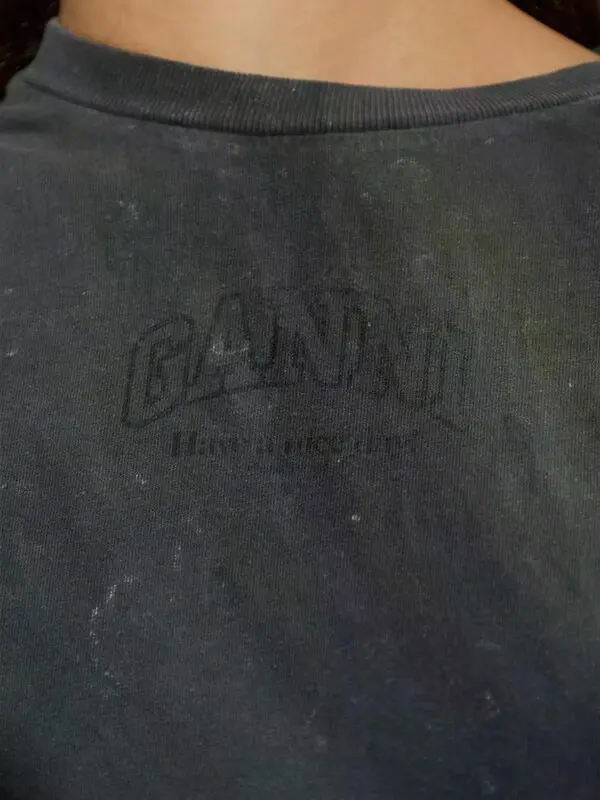GANNI Logo-print Layered-sleeve T-shirt