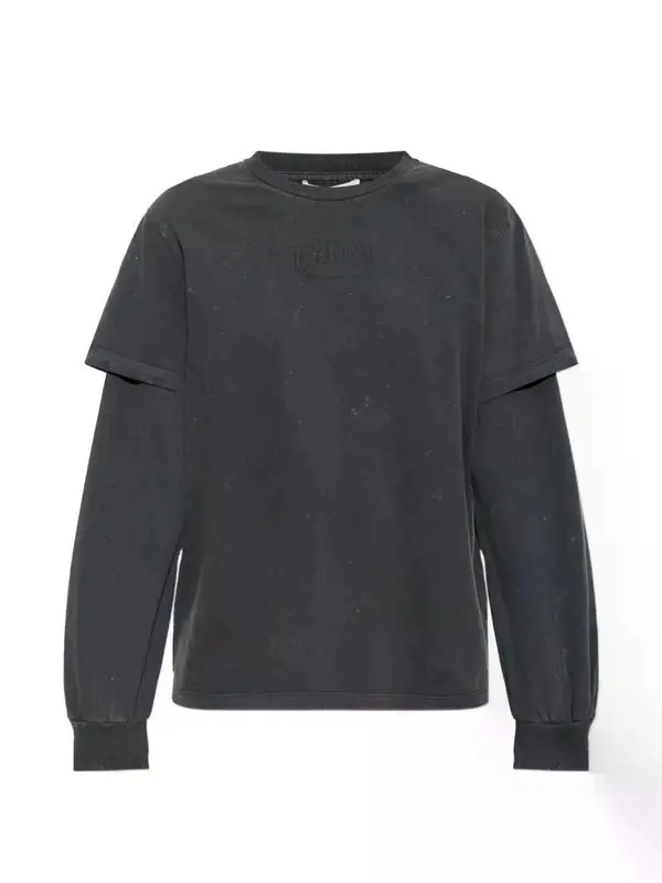 GANNI Logo-print Layered-sleeve T-shirt - Grey