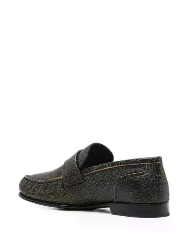 JIMMY CHOO Crackle-effect Leather Loafers