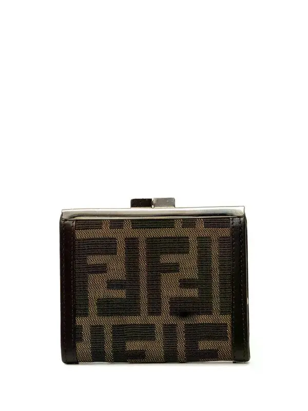 Fendi 2000-2010 Zucca Canvas Kiss Lock Wallet Small Wallets