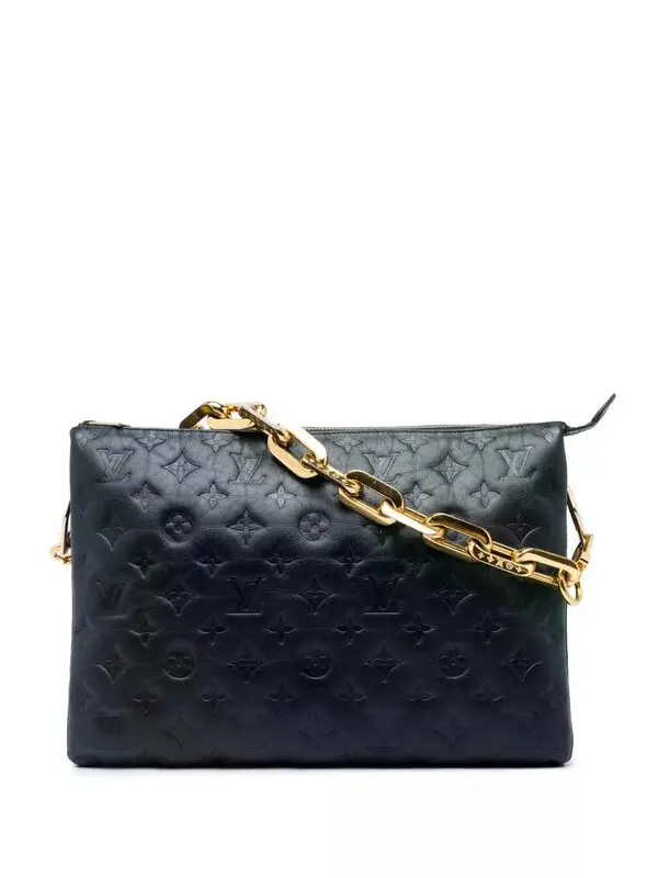 LOUIS VUITTON 2021 Monogram Embossed Puffy Lambskin Coussin Mm Satchel - Black